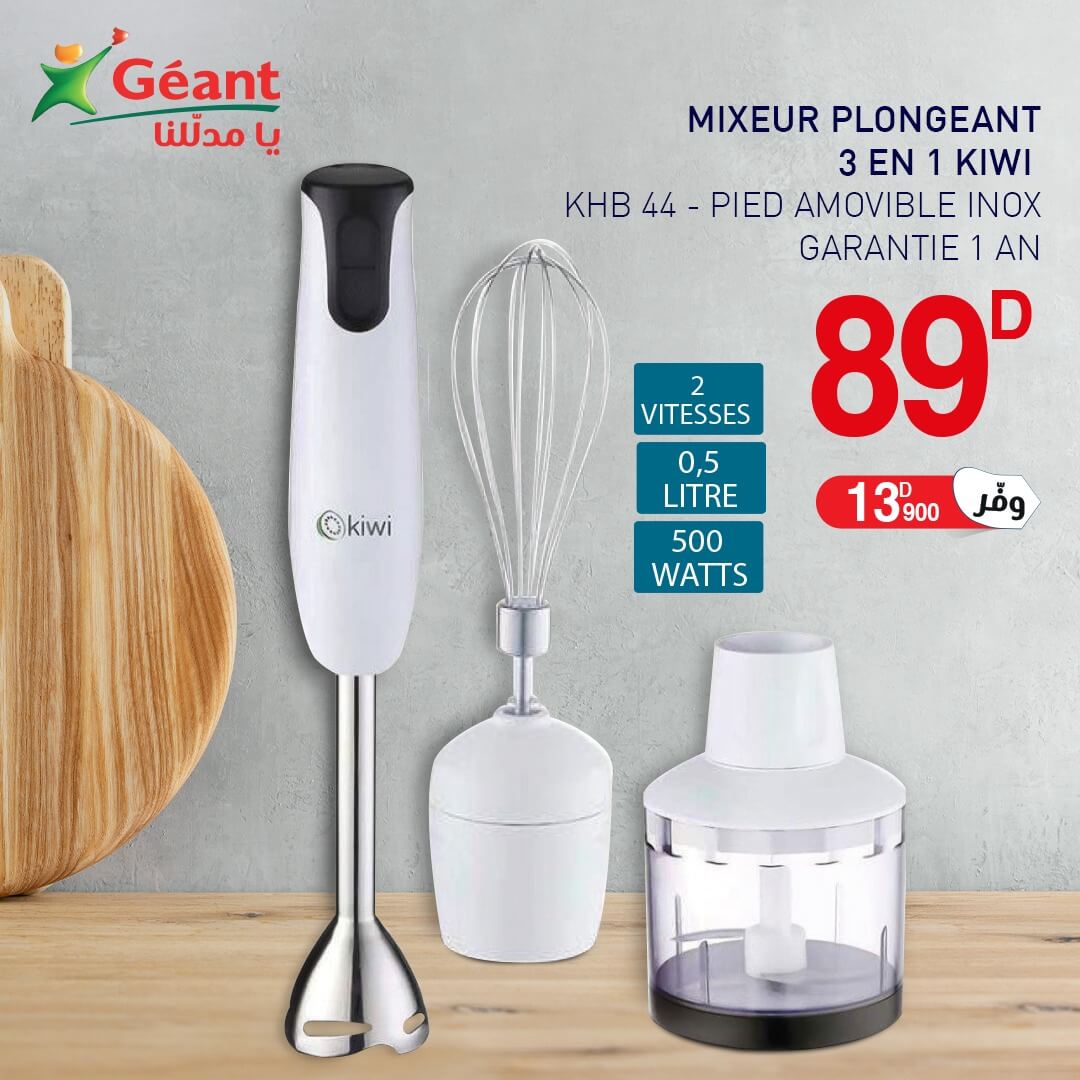 Mixeur plongeant 3 en 1 KIWI - 9adhity